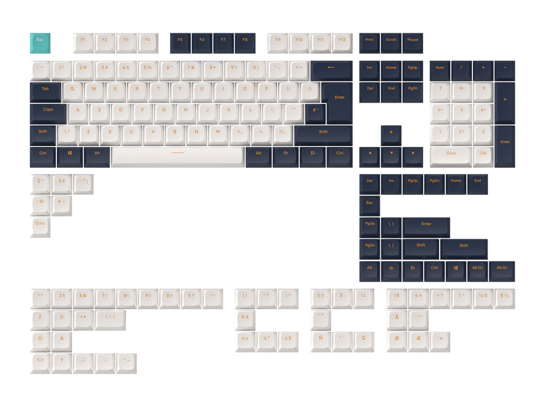 Keycaps :: Navy Blue / Ivory Keycaps [ANSI & ISO]